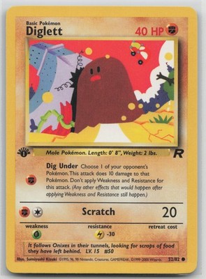 1st Edition Vintage Pokemon Card Diglett Common Team Rocket 52/82 VLP ...