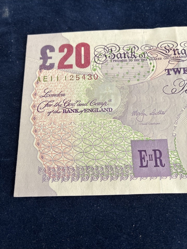 Lowther £20 Twenty Pounds AE11 125430 Edward Elgar Banknote, B386 EF ...
