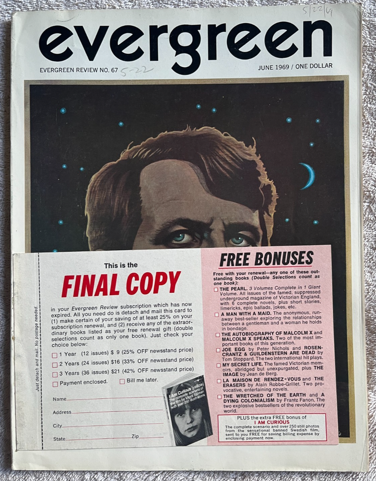 Evergreen Review magazine June 1969 counterculture RFK William S ...