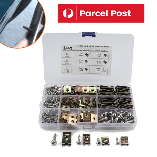 200x U Type Nuts Fasteners Clips w/ Flange Self Tapping Screws kit ...
