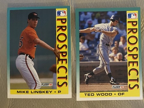 MLB Lot 1992 Fleer Prospects Baseball Card Mike Linskey & Ted Wood ...
