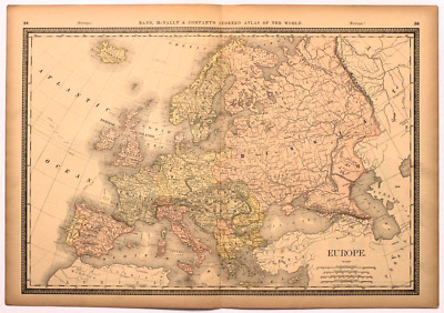 "EUROPE" Antique authentic map 1883 | eBay