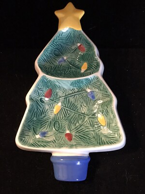 Vintage Hallmark Christmas Tree Ceramic Divided Dish | eBay