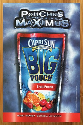2001 Capri Sun Big Pouch Vintage Print Ad/Poster Fruit Punch Drink 00s ...
