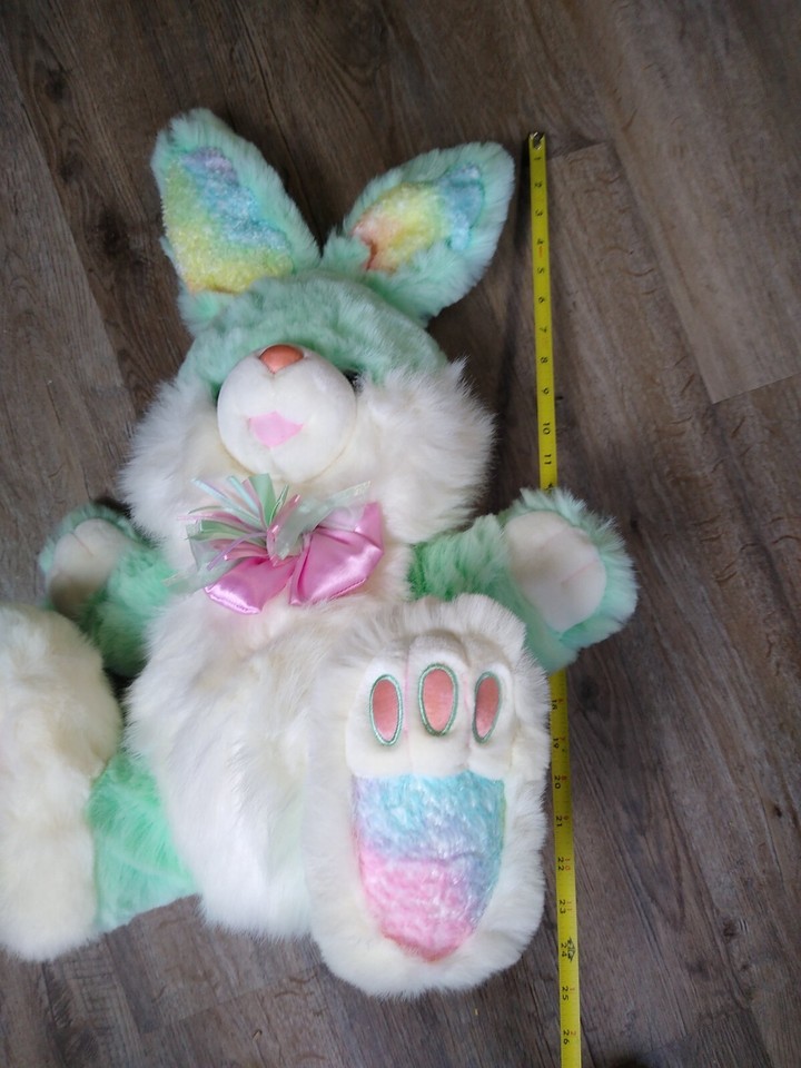 Dan Dee Hoppy Hopster Easter Bunny Rabbit Plush Green with Rainbow Feet ...