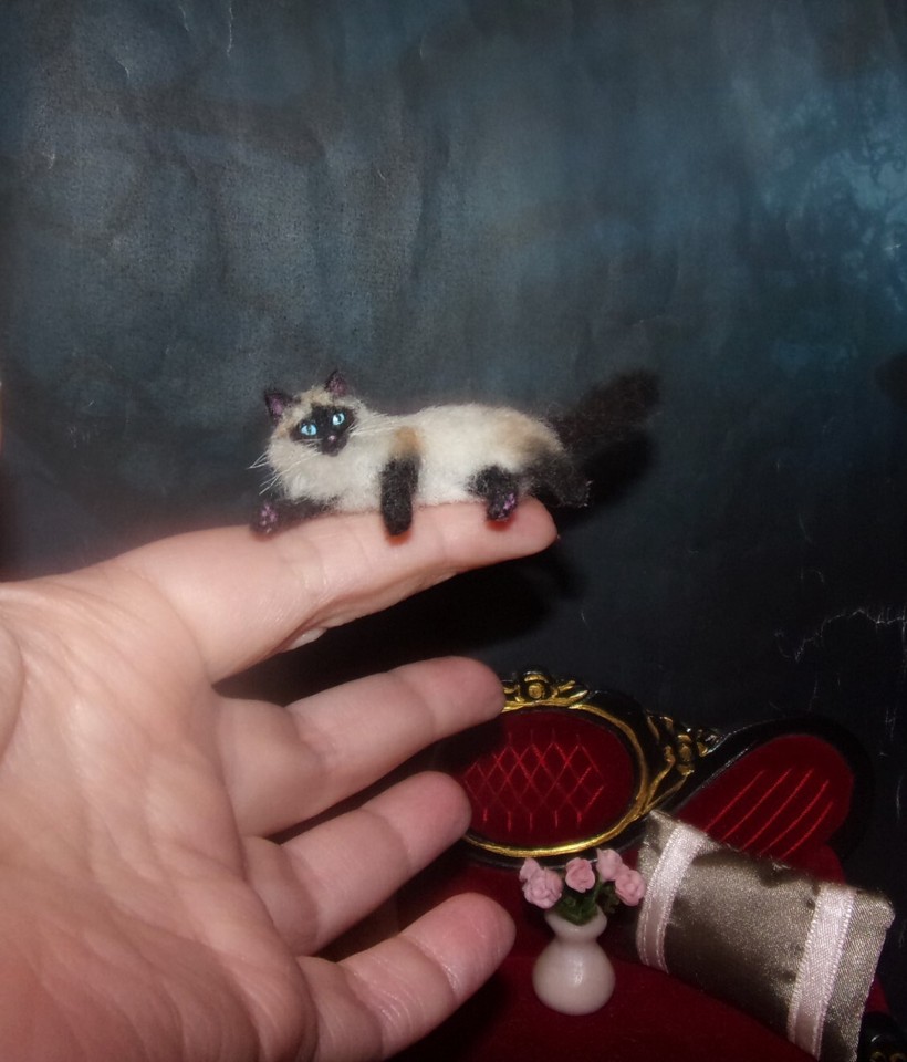 Realistic ragdoll cat MADE ORDER OOAK 1:12 Miniature Dollhouse handmade ...