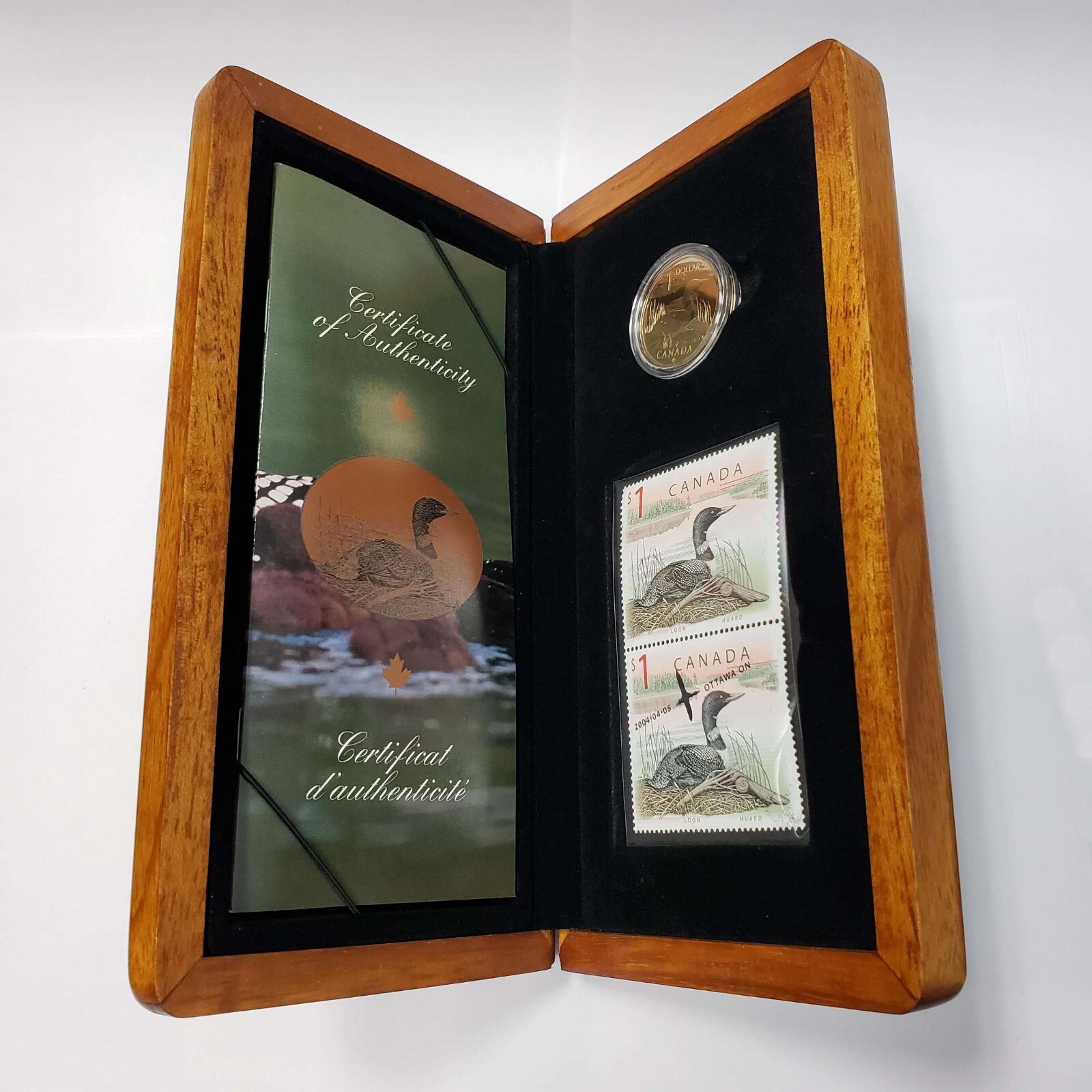 2004 Canada $1 The Elusive Loon Proof Coin & Stamps Set w/ Box & COA ...