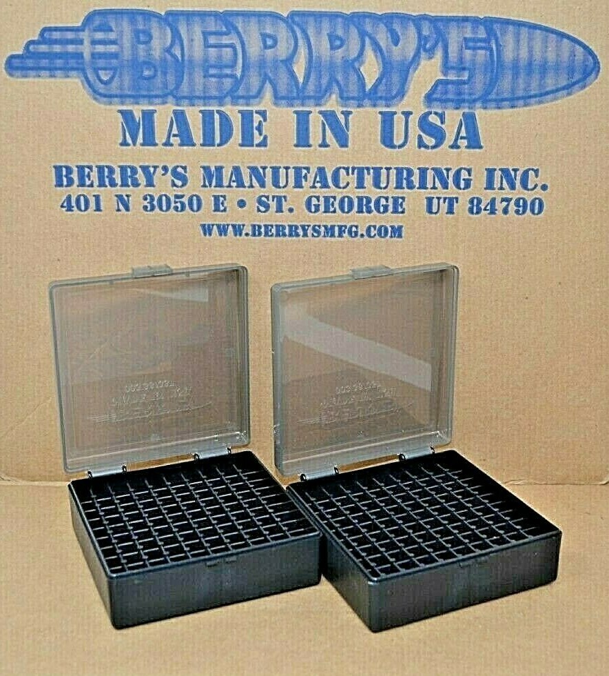 38 / 357 BERRY AMMO BOXES 100 ROUND STORAGE & RELOADING (2-Pack SMOKE ...