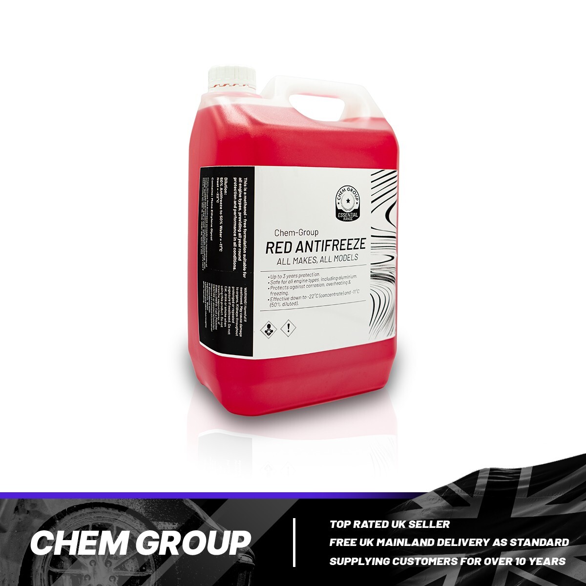 5L RED ANTIFREEZE & SUMMER COOLANT CONCENTRATE ALL ENGINES SAFE CHEM ...