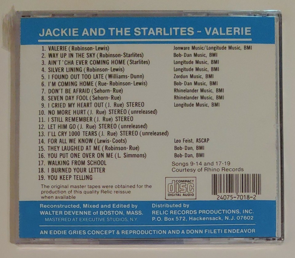 JACKIE AND STARLITES - VALERIE CD BRAND NEW | eBay