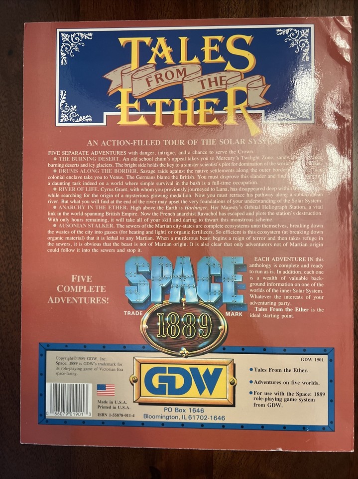 SPACE: 1889 RPG , TALES FROM THE ETHER by FRANK CHADWICK, GDW GAMES ...