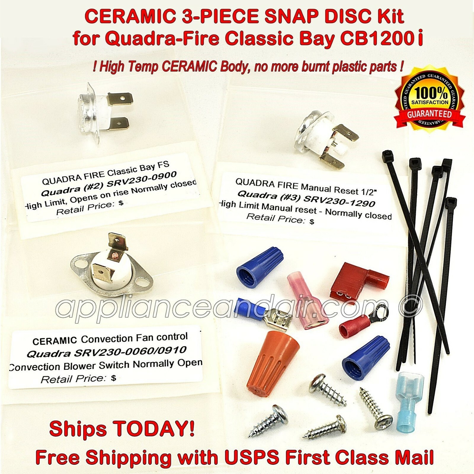 3-Piece Kit CERAMIC Snap Disc Switch Classic Bay CB 1200i + Instr ...