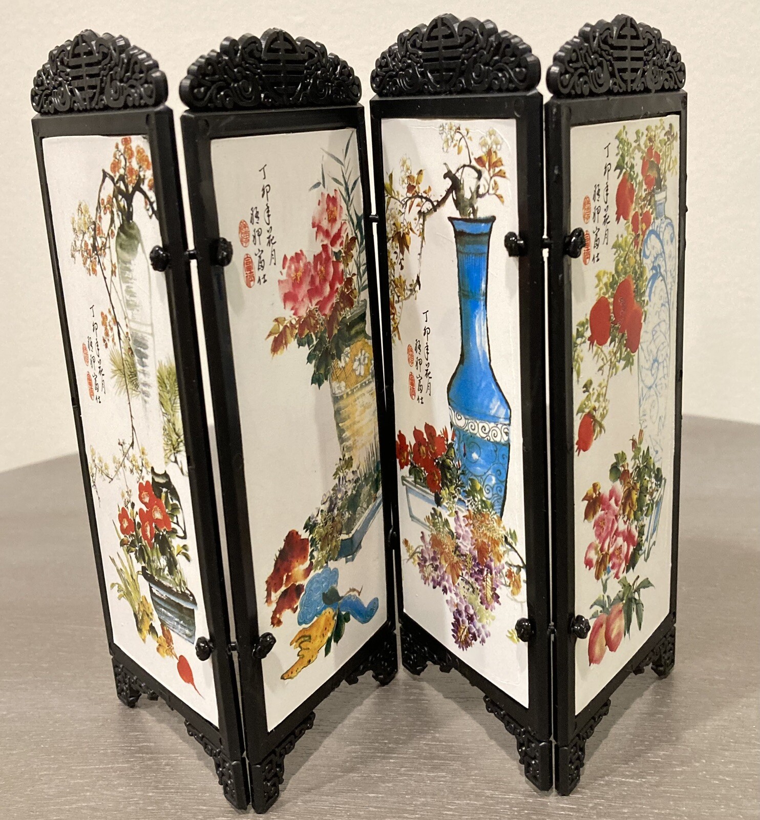 NOS Vintage Geisha Floral 2-Sided Screen Room Divider Dollhouse ...