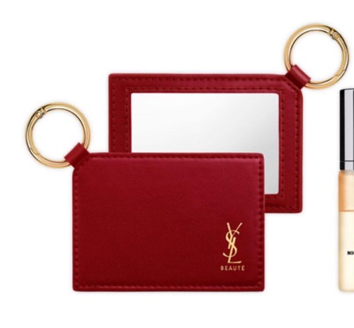 Yves Saint Laurent Mini Mirror Key Ring Logo Pattern Red Novelty | eBay