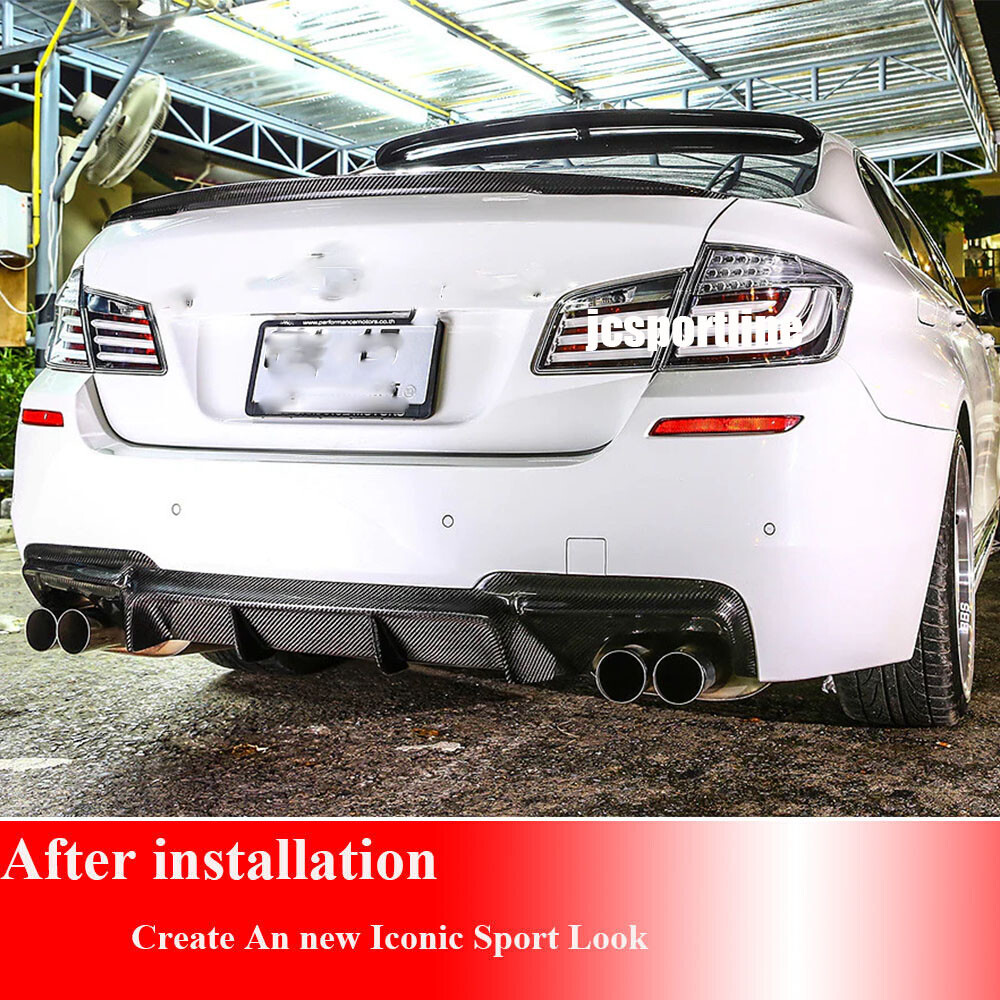 REAL CARBON Rear Bumper Diffuser Fit for BMW F10 528i 530i 550i M-Sport ...