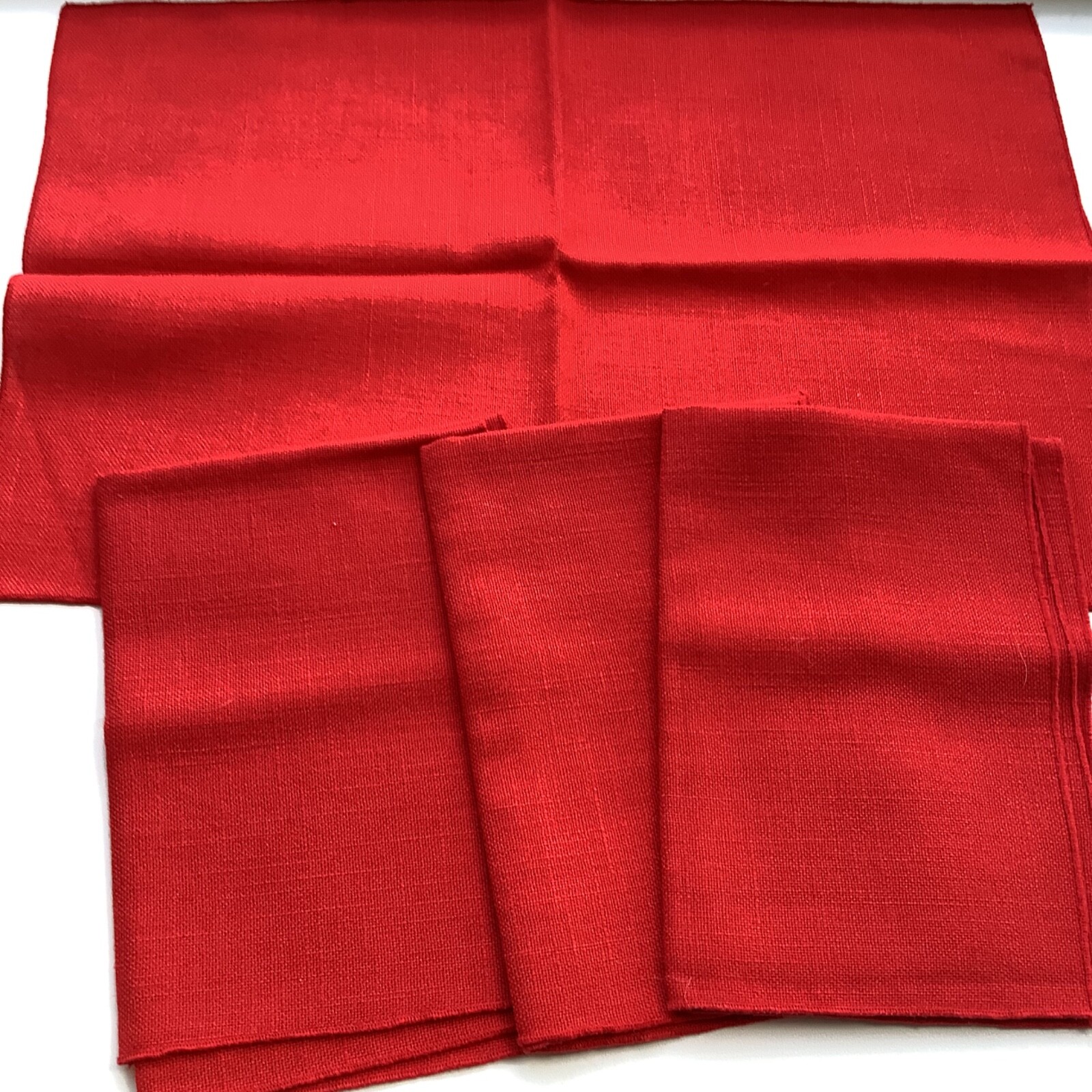 SET OF 4 LARGE RED NAPKINS LINEN LOOK MEASURE 12” x 17” | eBay