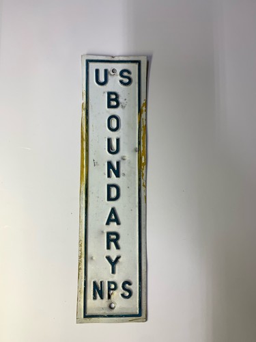 Vintage US National Park Service Boundary Sign embossed green on white ...