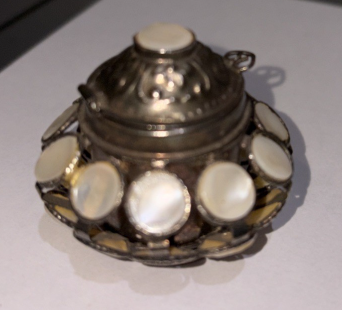 Vintage Old Silver Stone Work Beautiful Tika Box Sindoor Box Mother of ...