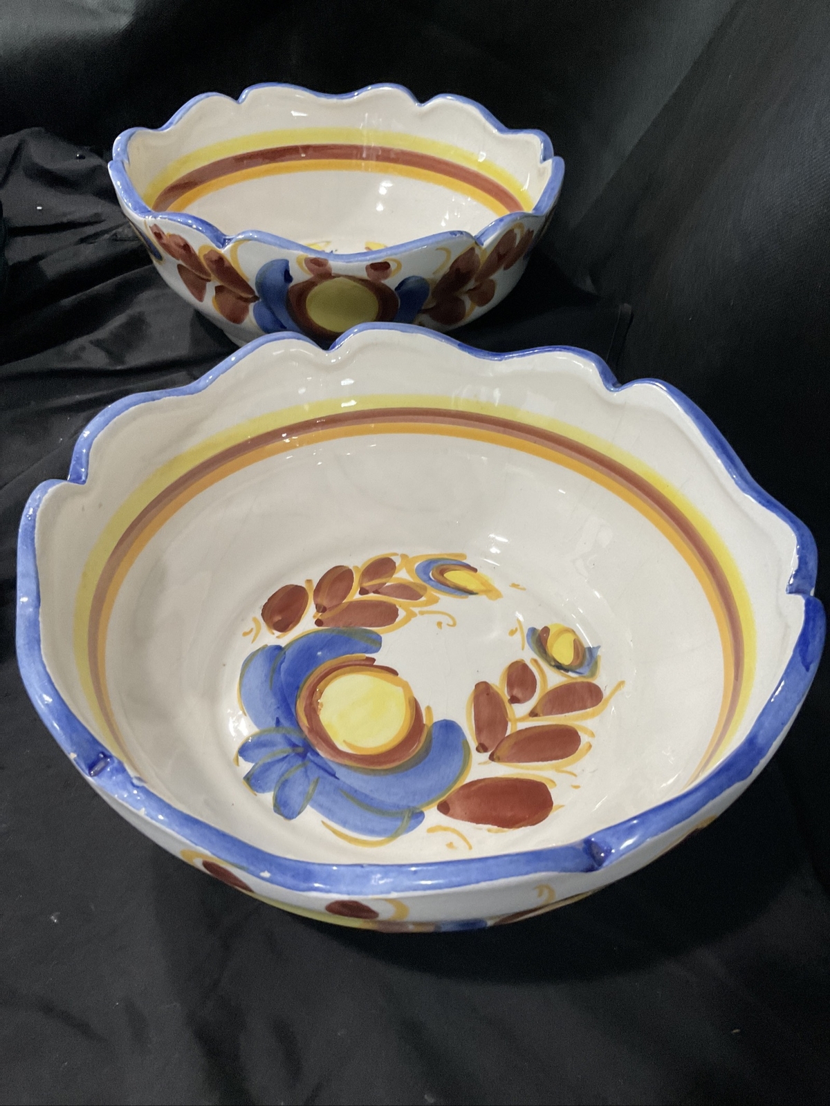germany handgemalt pottery ceramic pair of matching serving bowls 9 in ...