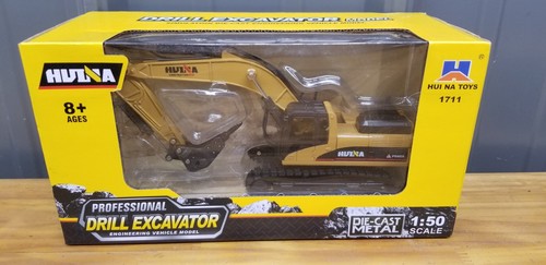 HUINA 1711 Excavator 1:50 Scale Die-Cast Model Excavator Drill Construction | eBay