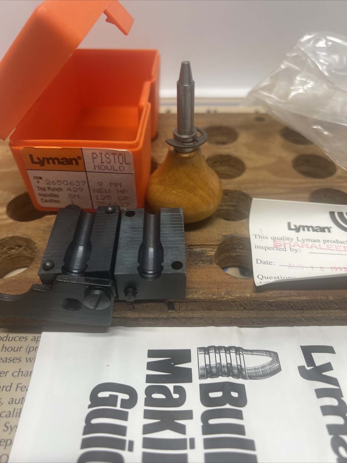 LYMAN # 356637 9mm 125 GRAIN HOLLOW POINT MOLD NEW IN BOX & GUIDE | eBay