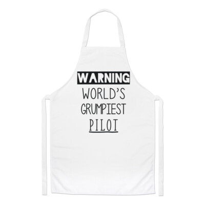Warning World's Grumpiest Pilot Chefs Apron Awesome Best Plane Funny ...