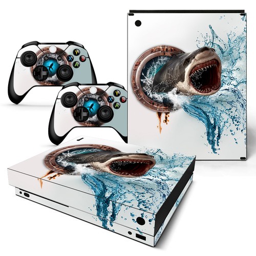 Xbox One X Console Skin Decal Sticker Shark Attack + 2 Controller ...