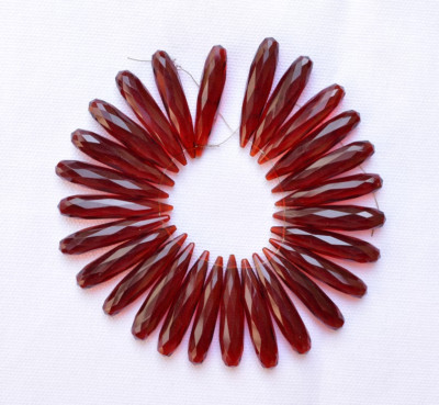 10 Ps Hydro Ruby Red Quartz Tear Drop Elongated Beads Faceted Briolette ...