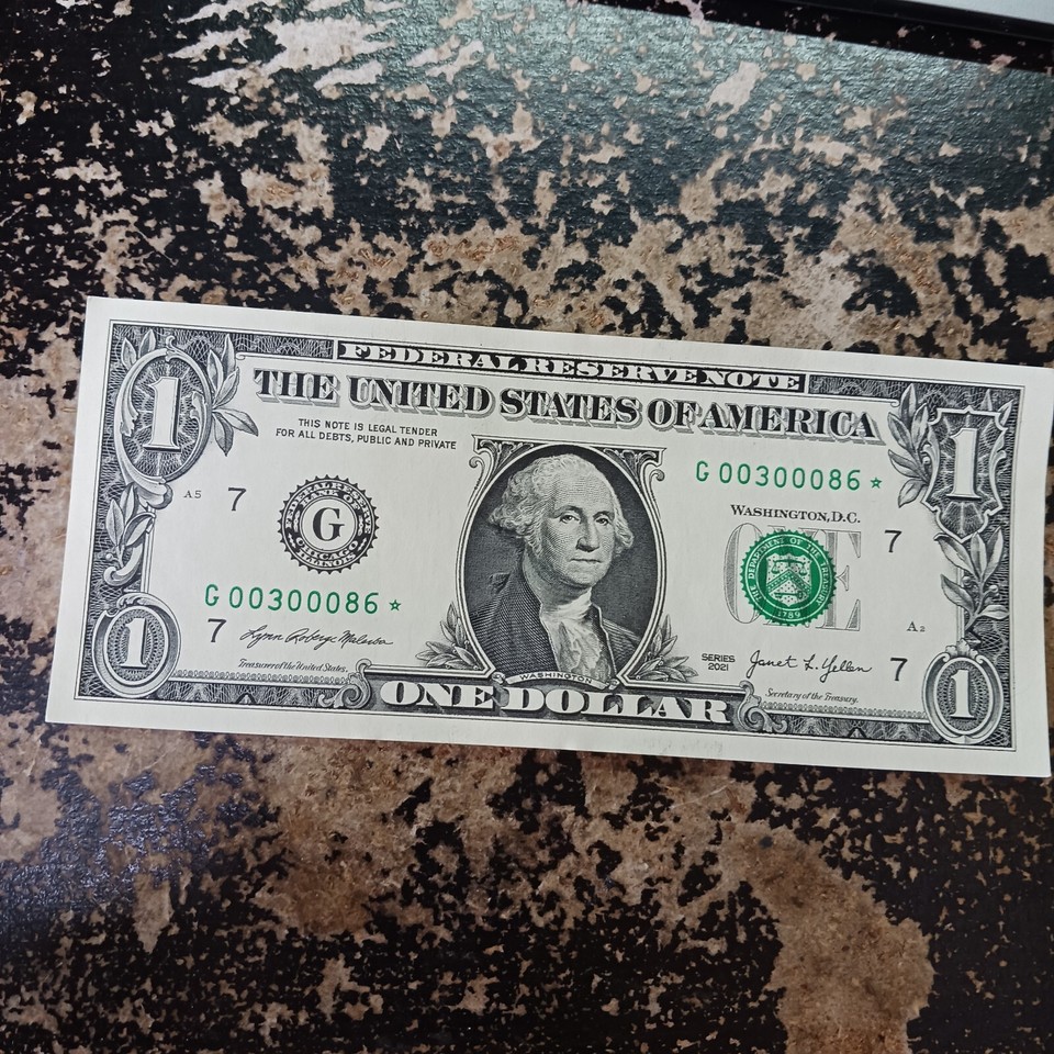 2021 1 DOLLAR STAR NOTE, FANCY, LOW PRINT, COOL NOTE, C00300086*, FREE ...