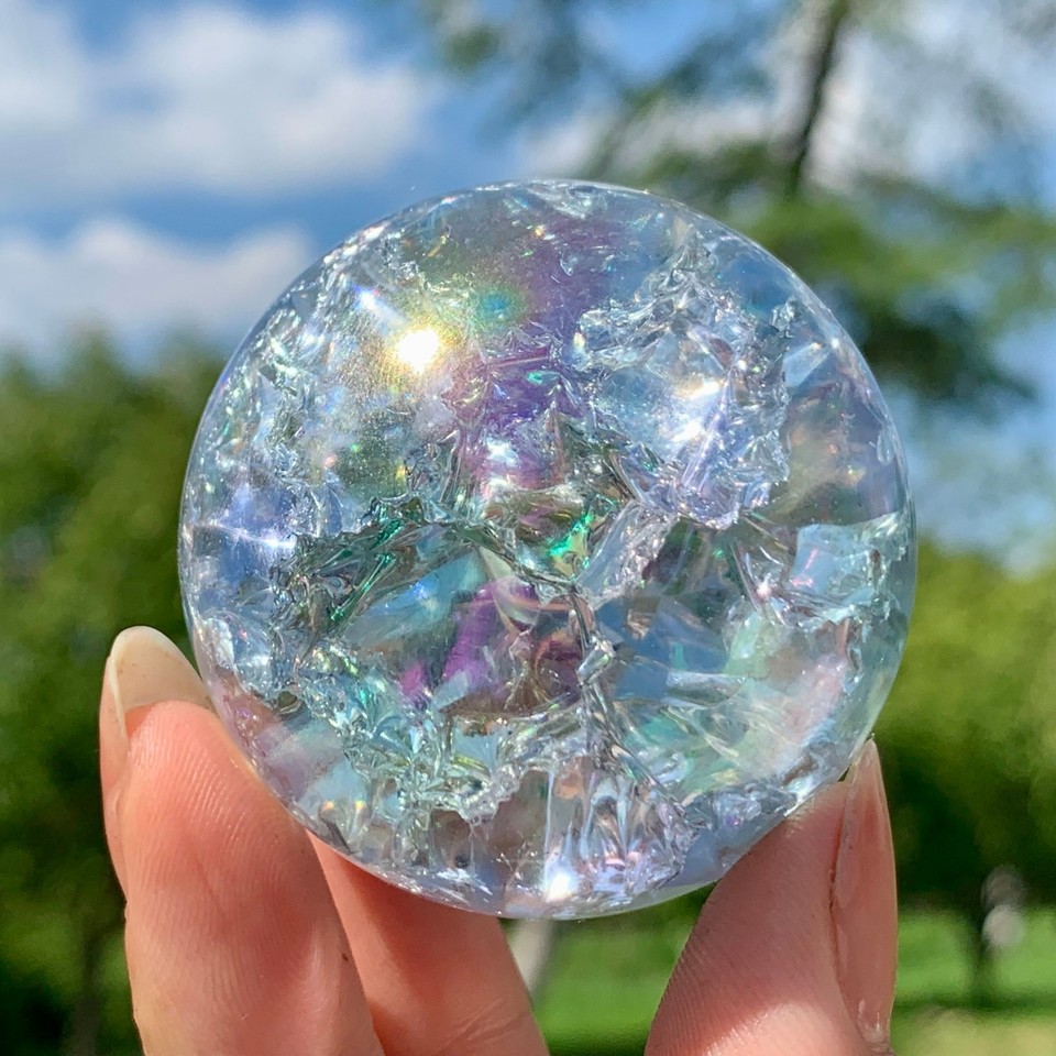 191.6G Natural Titanium Rainbow Quartz sphere Crystal ball Healing | eBay