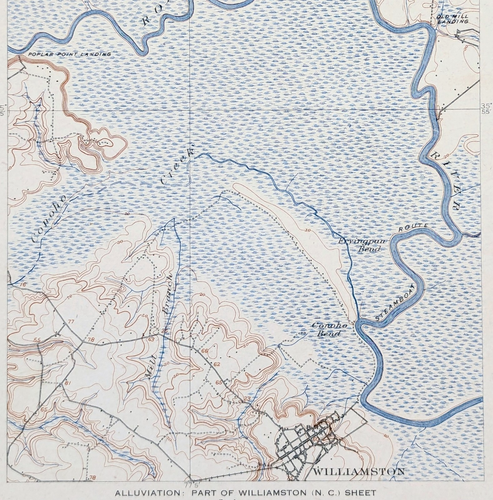1908 WILLIAMSTON - NORTH CAROLINA Map Roanoke River (9x6) Poplar Point ...