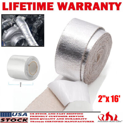 2" x 16' Adhesive Exhaust Header Pipe Wrap Heat Shield Tape Exhaust ...