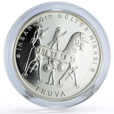 Turkey 30 lira Ancient Cities Truva Troy Trojan Horse proof silver coin ...