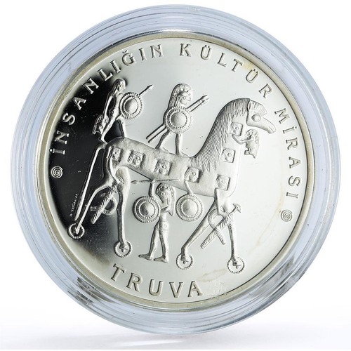 Turkey 30 lira Ancient Cities Truva Troy Trojan Horse proof silver coin ...