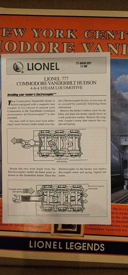 Lionel O Scale 6-18045 4-6-4 Loco Commodore Vanderbilt New York Central ...