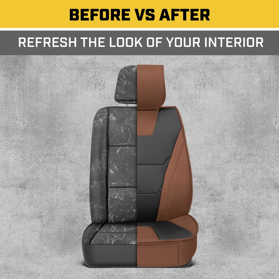 Cat® EDGE Deluxe Car Seat Covers for Front Seats - Premium Faux Leather ...