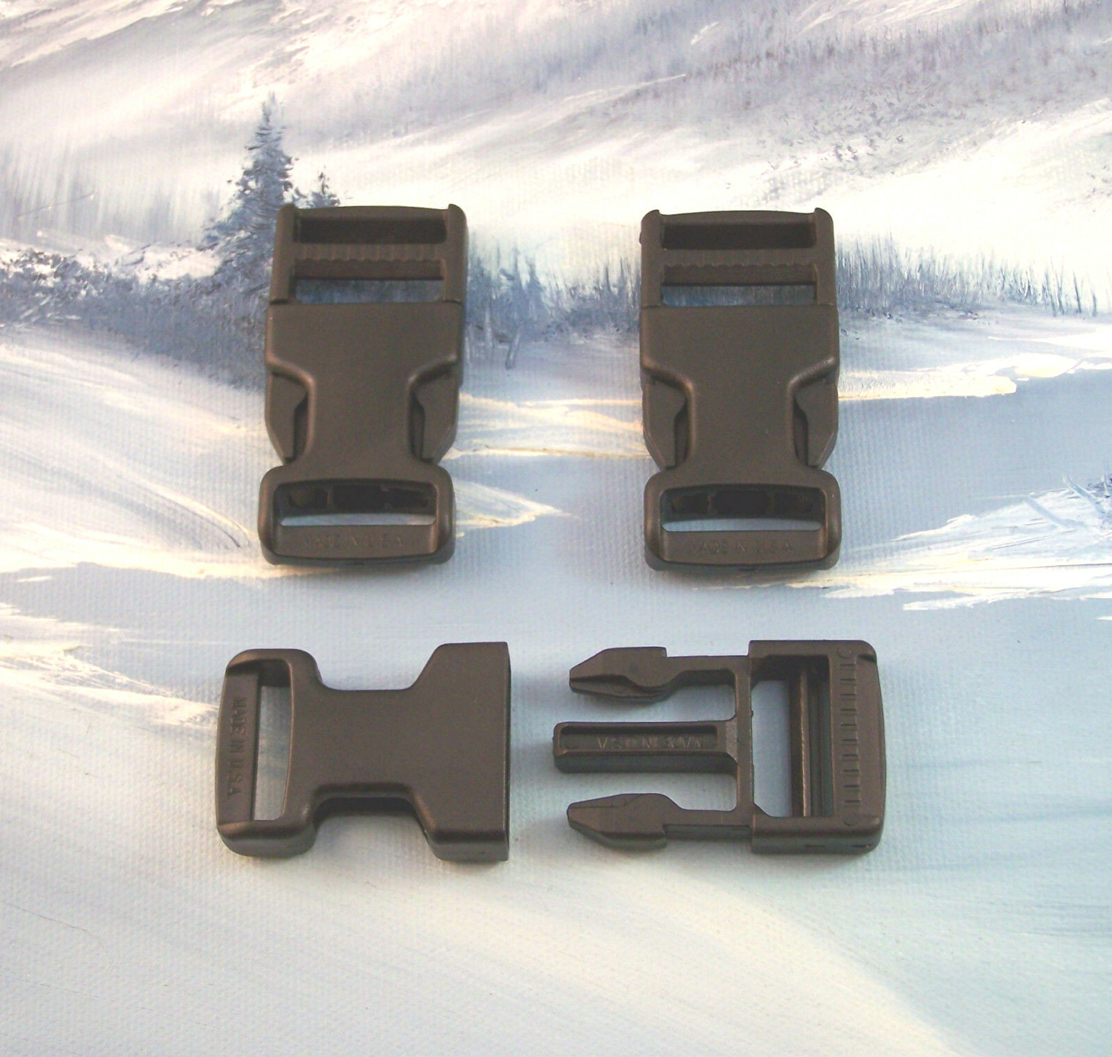 BLACK QUICK RELEASE BUCKLE FOR 1" WEBBING ~ 3 PACK ~ MIL-SPEC ~ US Mfg ...