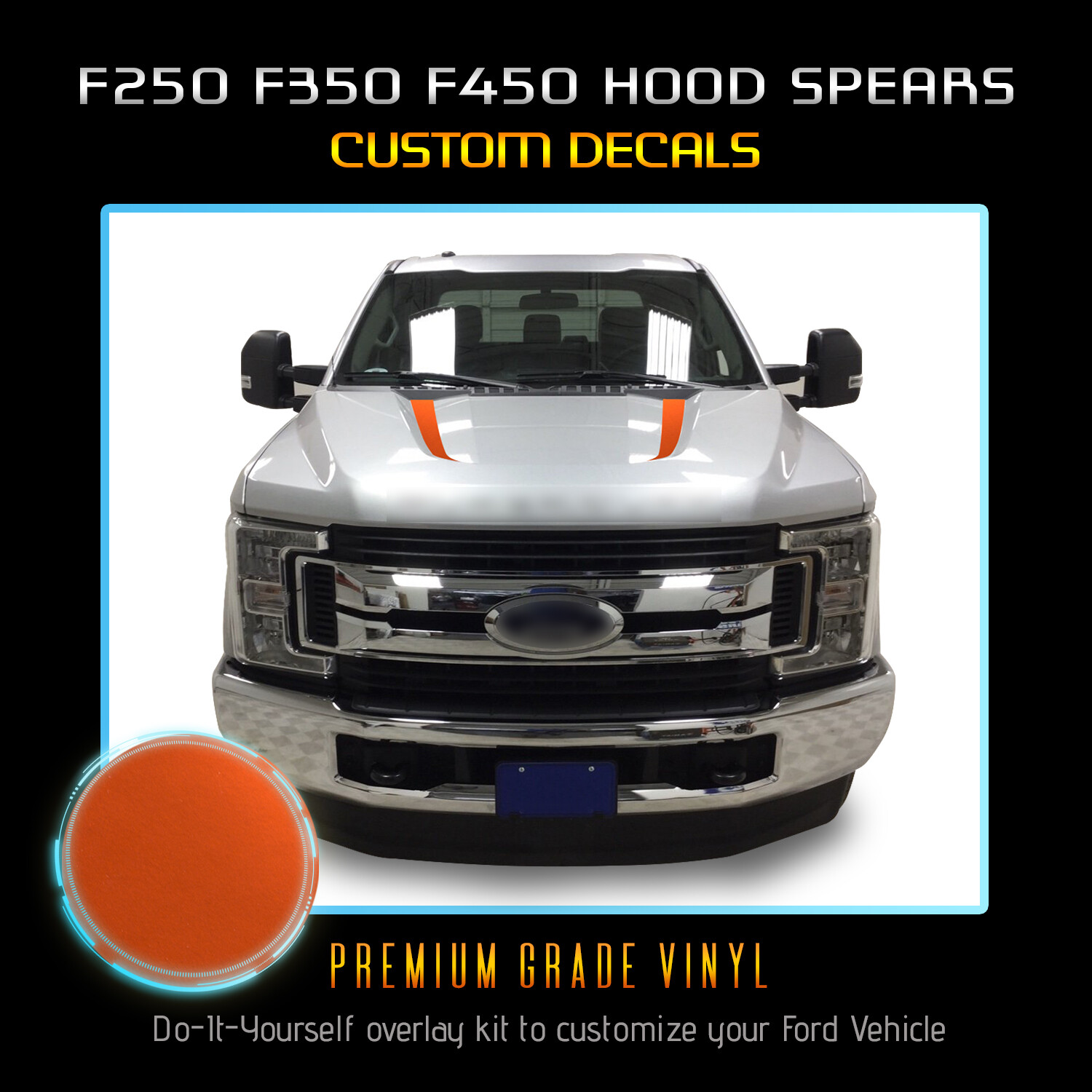 For 2017-2019 Ford F250 F350 F450 Hood Spears Graphics Vinyl Satin ...