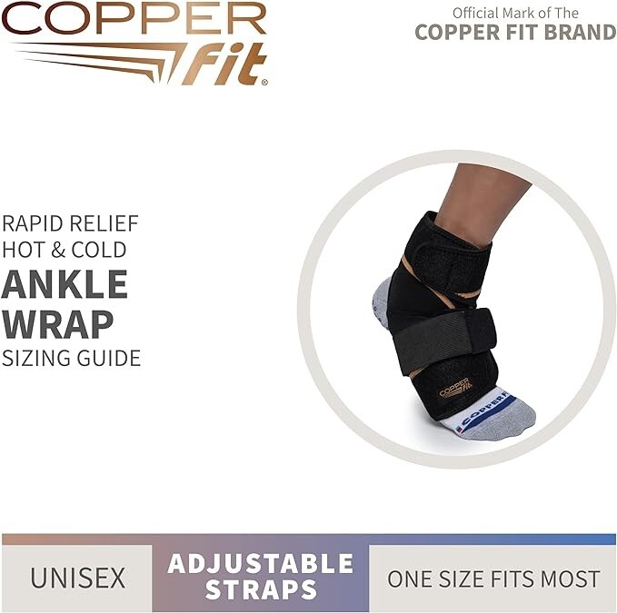 Copper Fit Rapid Relief & Hot/Cold Ankle Foot Wrap with Hot Cold Pack ...