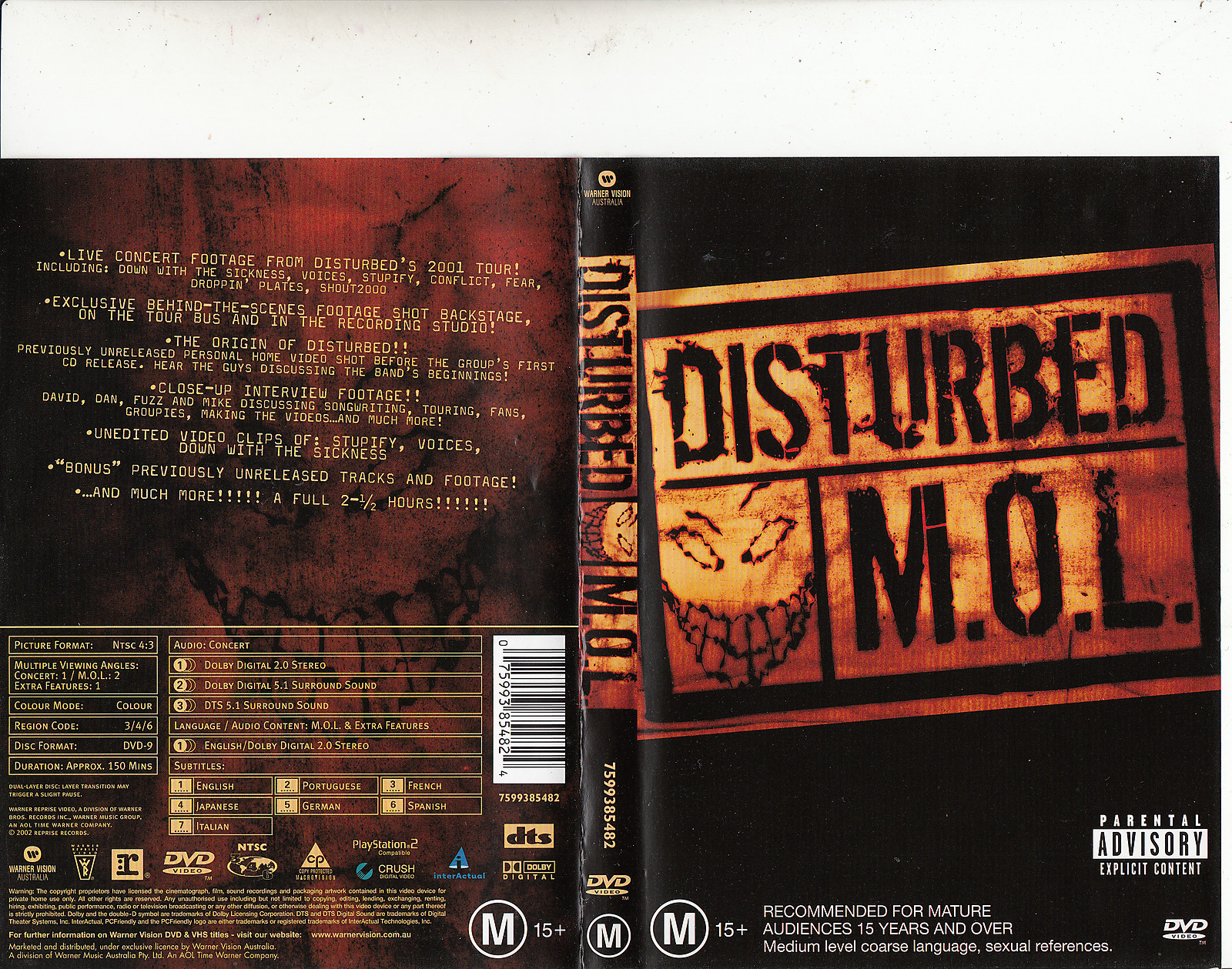 Disturbed M.O.L.-2002-Disturbed-Music Band-DVD | eBay