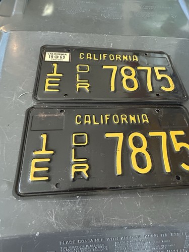 Pr 1969 California Dealer License Plates Black | eBay