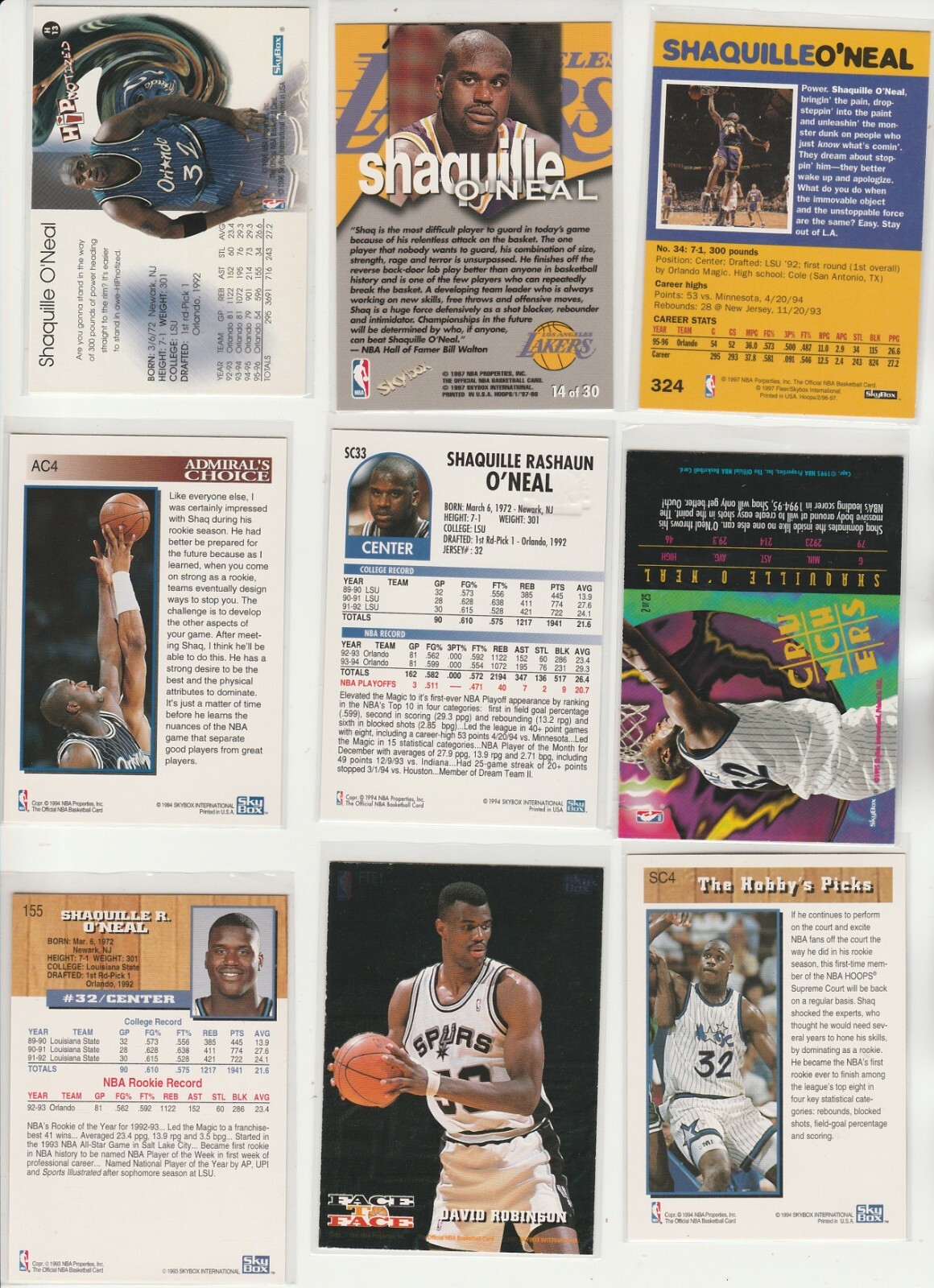 SHAQUILLE O'NEAL 90'S RAINBOW LOT HOOPS (17) DIFFERENT W/ 7 INSERTS ...