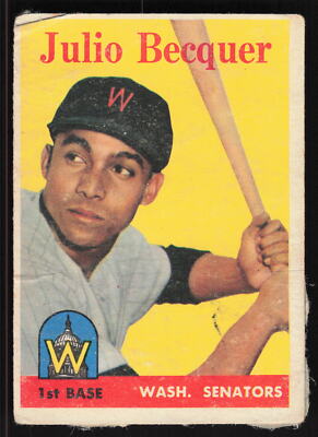 1958 Topps #458 Julio Becquer Reverse Damage Card TCCCX | eBay
