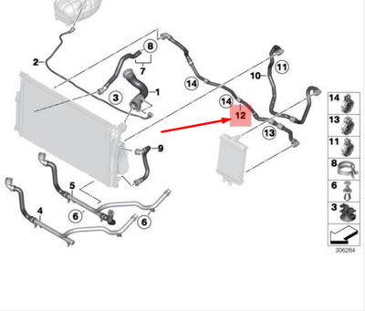 NEW BMW 3 F30 HYBRID RADIATOR COOLANT HOSE 17127634965 7634965 OEM | eBay