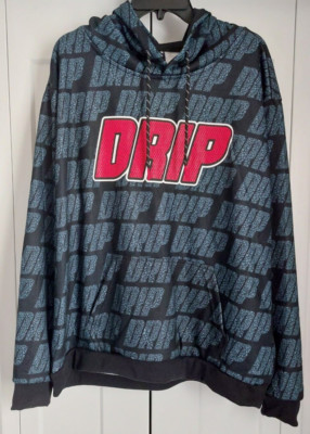 RGSTR MEN'S DRIP BLACK/GRAY HOODIE W/ BIG "DRIP" IN RED X-LARGE NWT | eBay