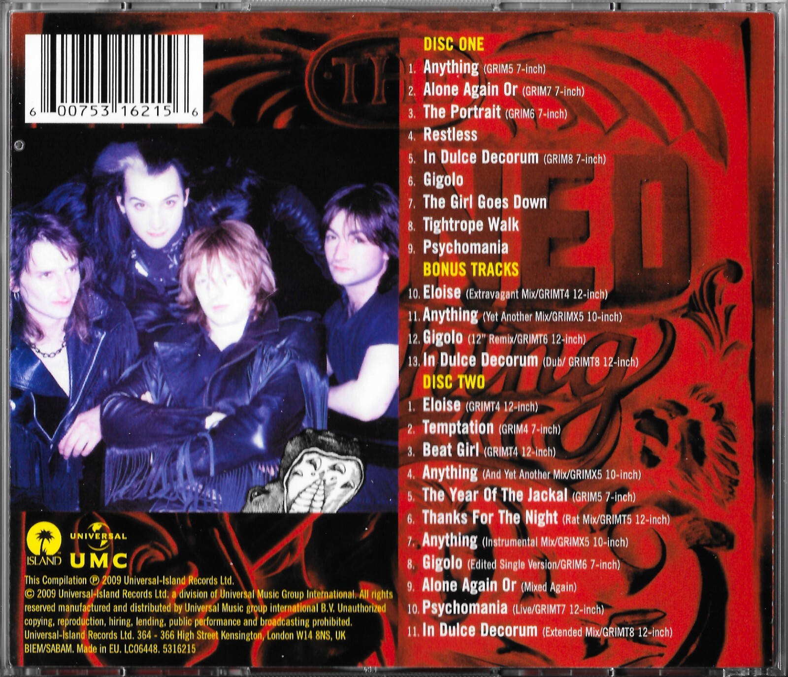 THE DAMNED - Anything (2CD Expanded Remaster/2009 Island/UMC) 24 Tracks ...