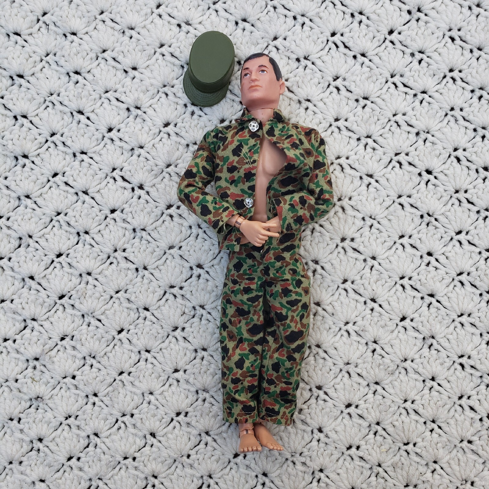 Vtg GI Joe Hasbro 1964 Face Scar Army Man Action Figure Toy Camo Hat ...