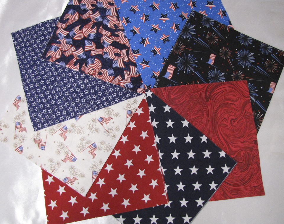 Patchwork Layer Cake Fabric~(36-10” Sqs) “Patriotic #1” Quilt Tops ...