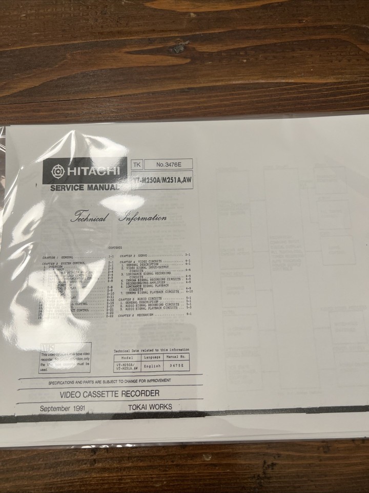 Vintage Hitachi VT-RM250A Remote Control with VT-F350A VCR Manual VHS ...