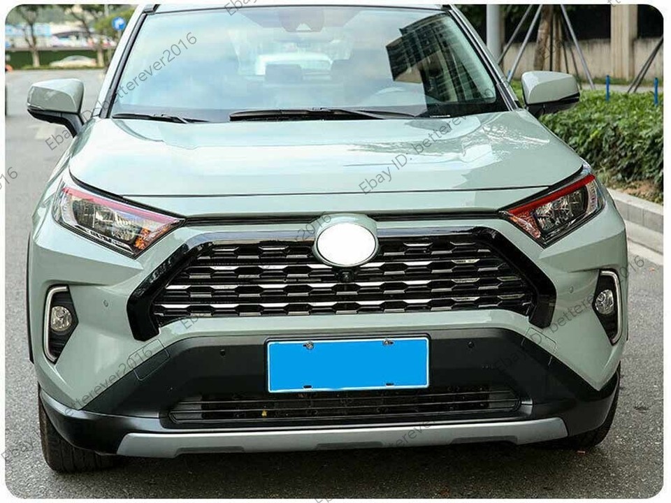 Bright Black Front Grille Grill Cover Trim Strips Fit Toyota RAV4 2019 ...